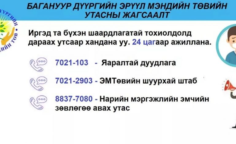 Утсаар зөвлөгөө мэдээлэл авах Багануур Эрүүл Мэндийн Төв